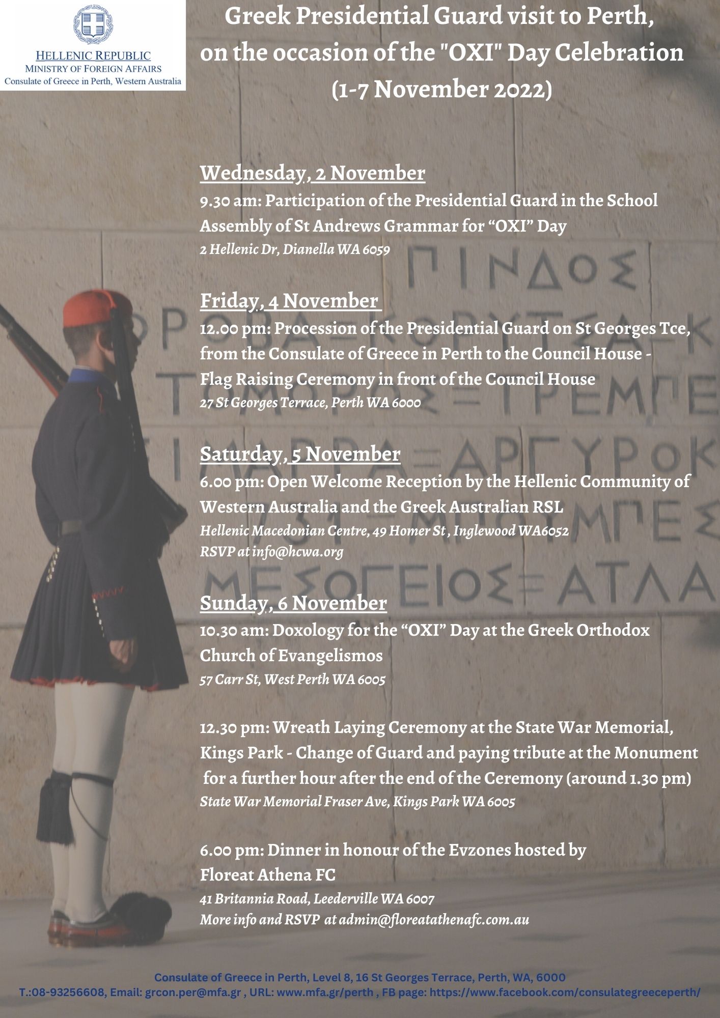 Visit to Perth of the Greek Presidential Guard, to participate in the ...