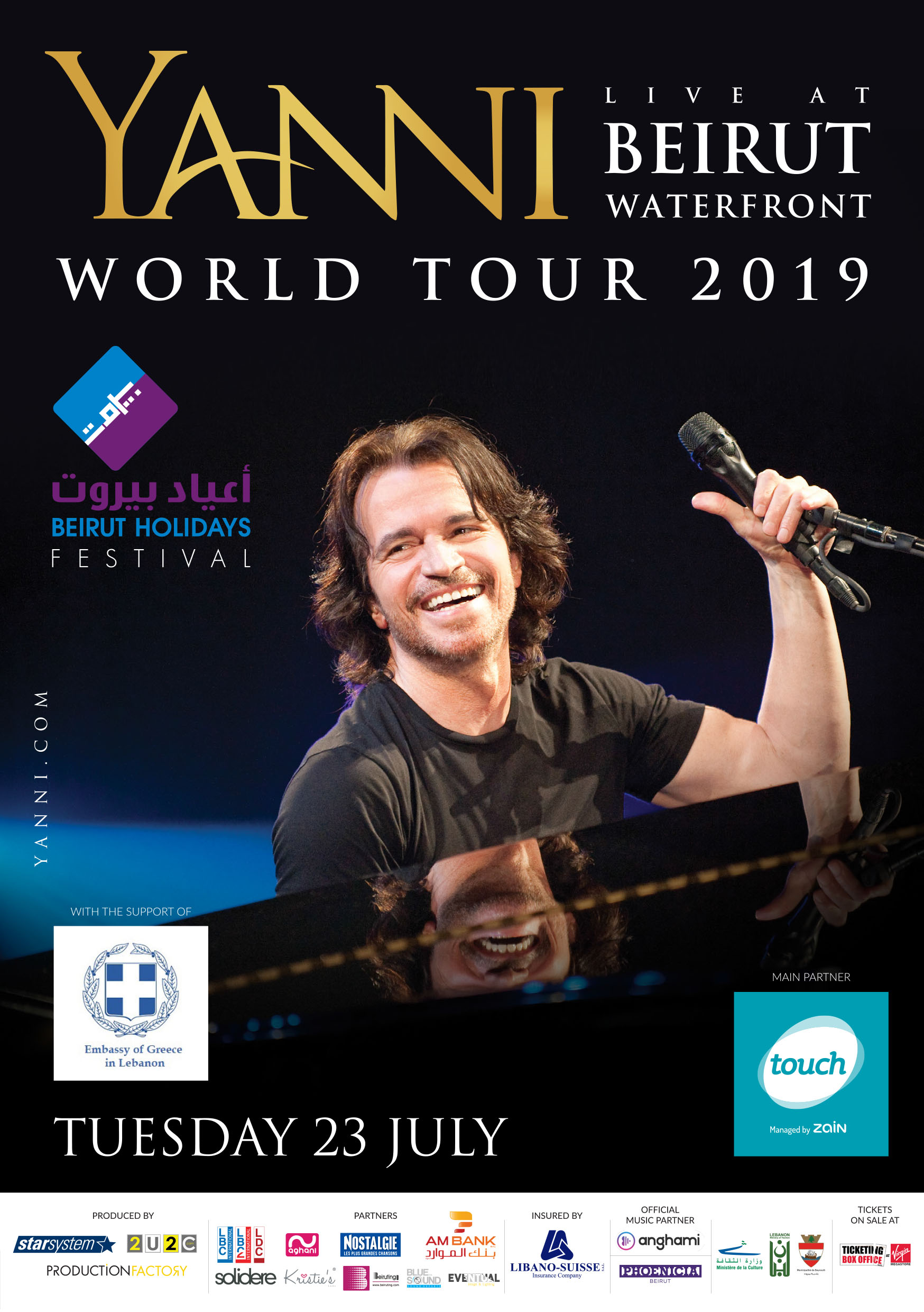 Yanni live at Beirut Waterfront. World Tour 2019. - Embassy News